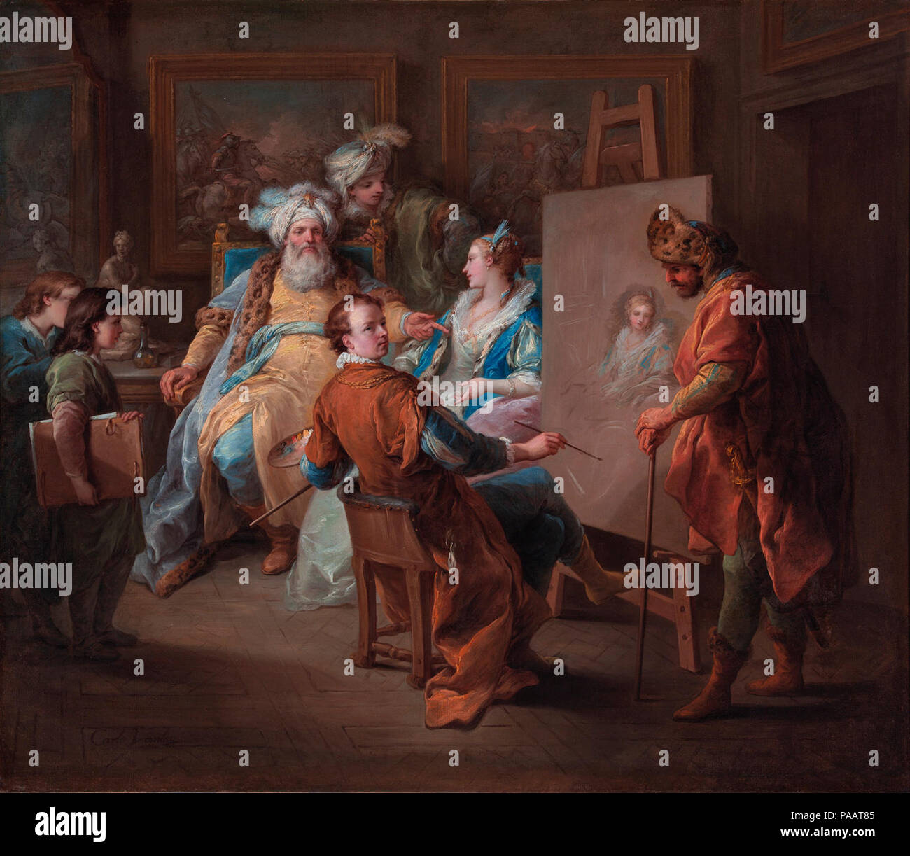 A Pasha having his mistress‥99s portrait painted, by Carle Van Loo ...