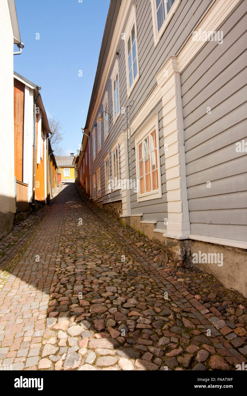 View of beautiful old streets. Porvoo. Finland Stock Photo - Alamy
