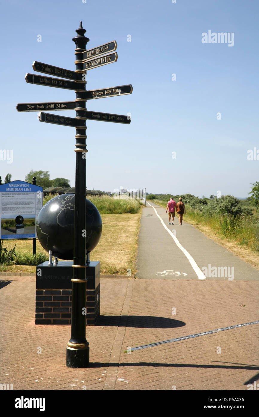 Meridian Point at the line of the Greenwich Meridian zero longitude ...