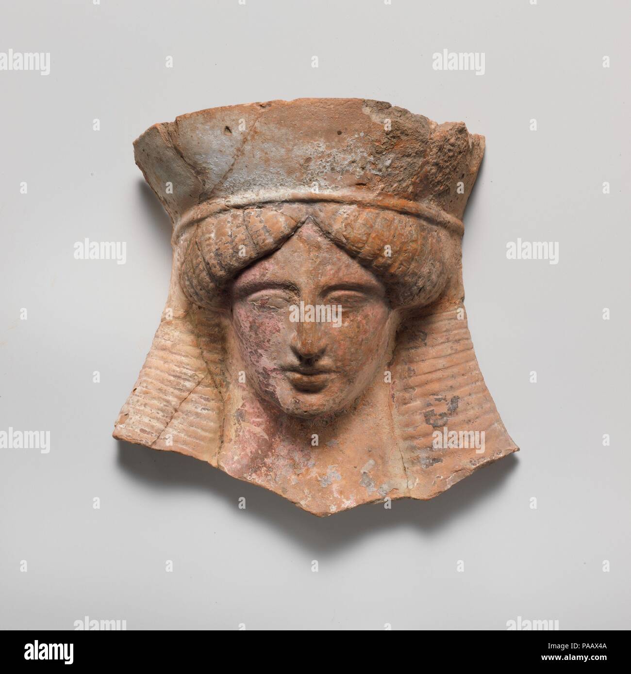 Terracotta relief head of a woman. Culture: Greek, Boeotian. Dimensions ...