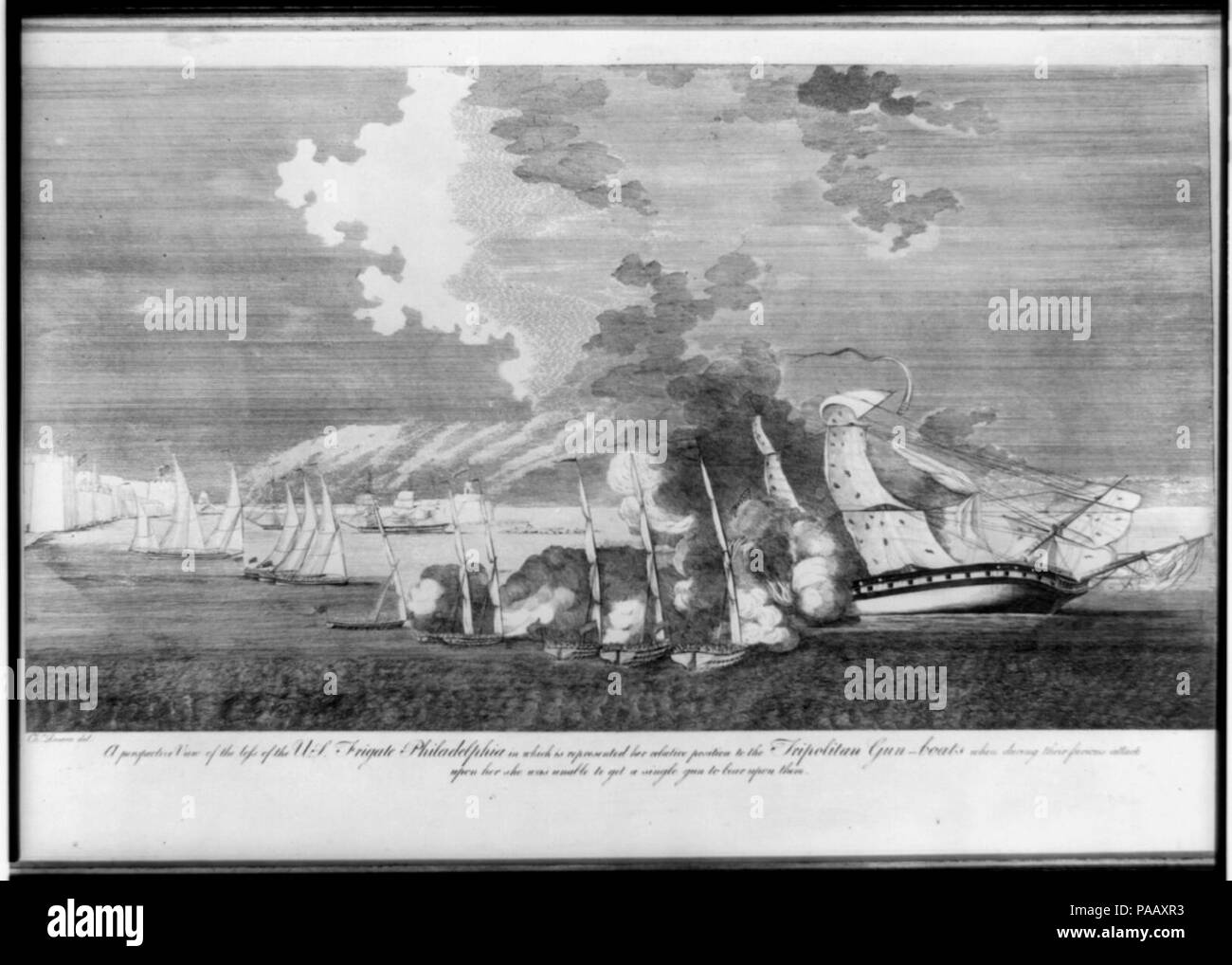 A perspective view of the loss of the U.S. frigate Philadelphia in ...