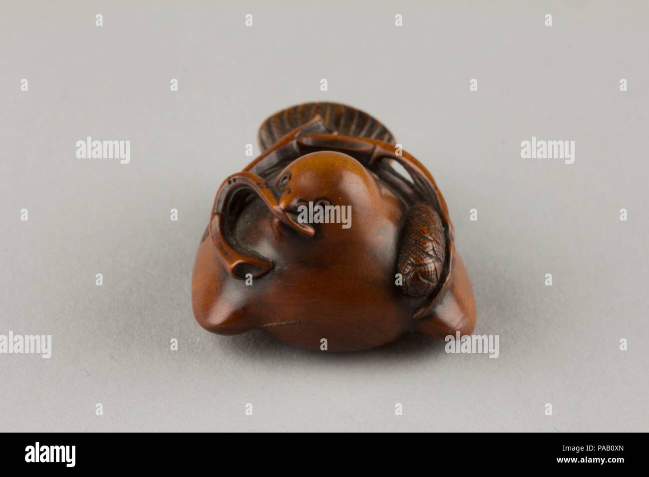 Netsuke of Sparrow (Split-tongue). Culture: Japan. Dimensions: H. 15/16 ...