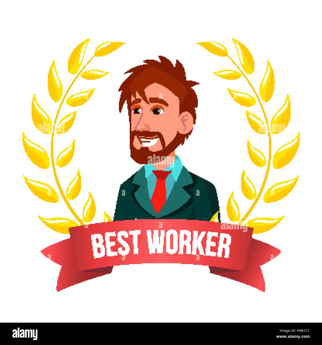 Best Worker Employee Vector. European Man. Manager. Winning Trophy. The ...