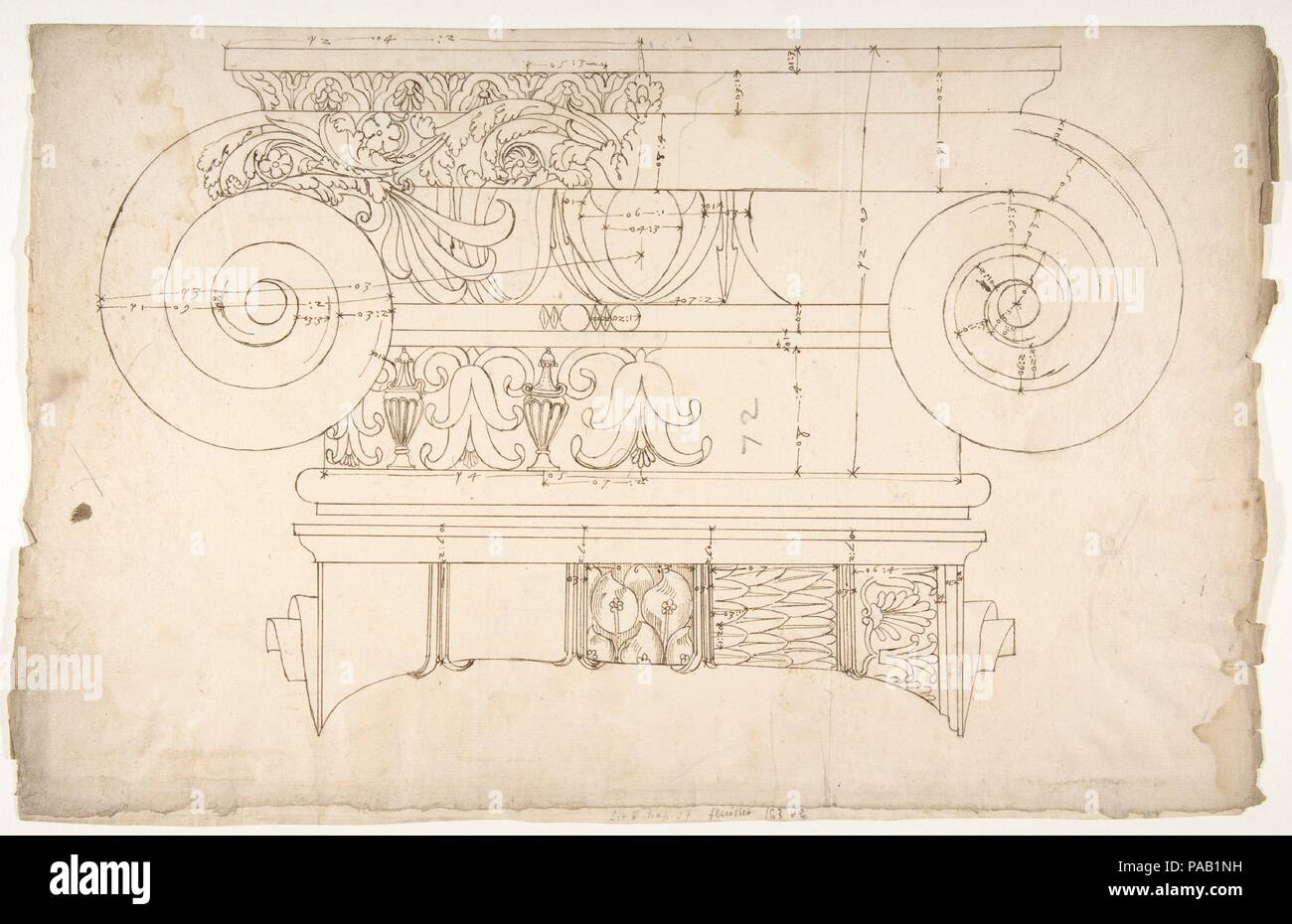 Unidentified, Ionic capital, elevation, front and side (recto ...