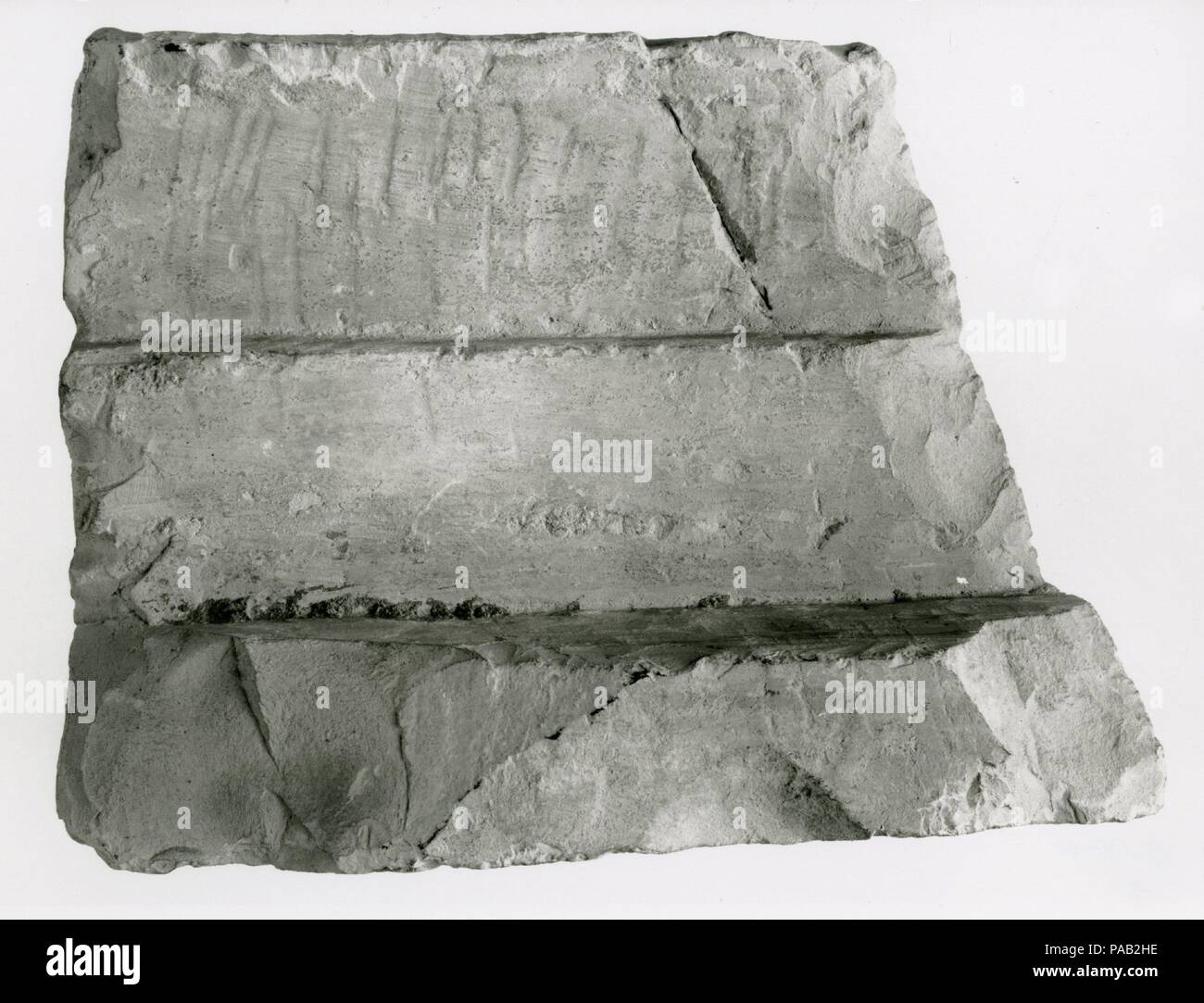 Raised relief fragment. Dimensions: 20 x 17 x 17. Dynasty: Dynasty 26 ...