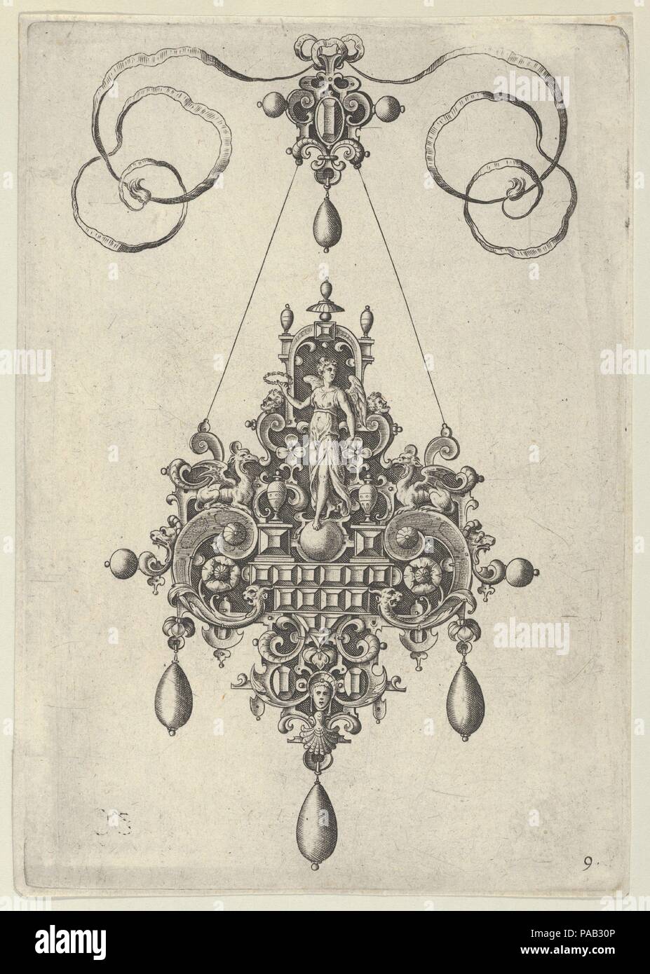Pendant Design with Winged Victory Holding a Laurel Wreath. Artist: Jan ...