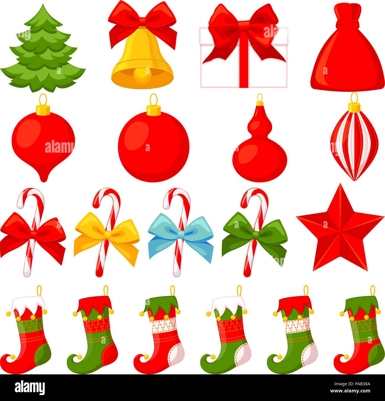 Colorful cartoon 19 christmas elements set Stock Vector Image & Art - Alamy