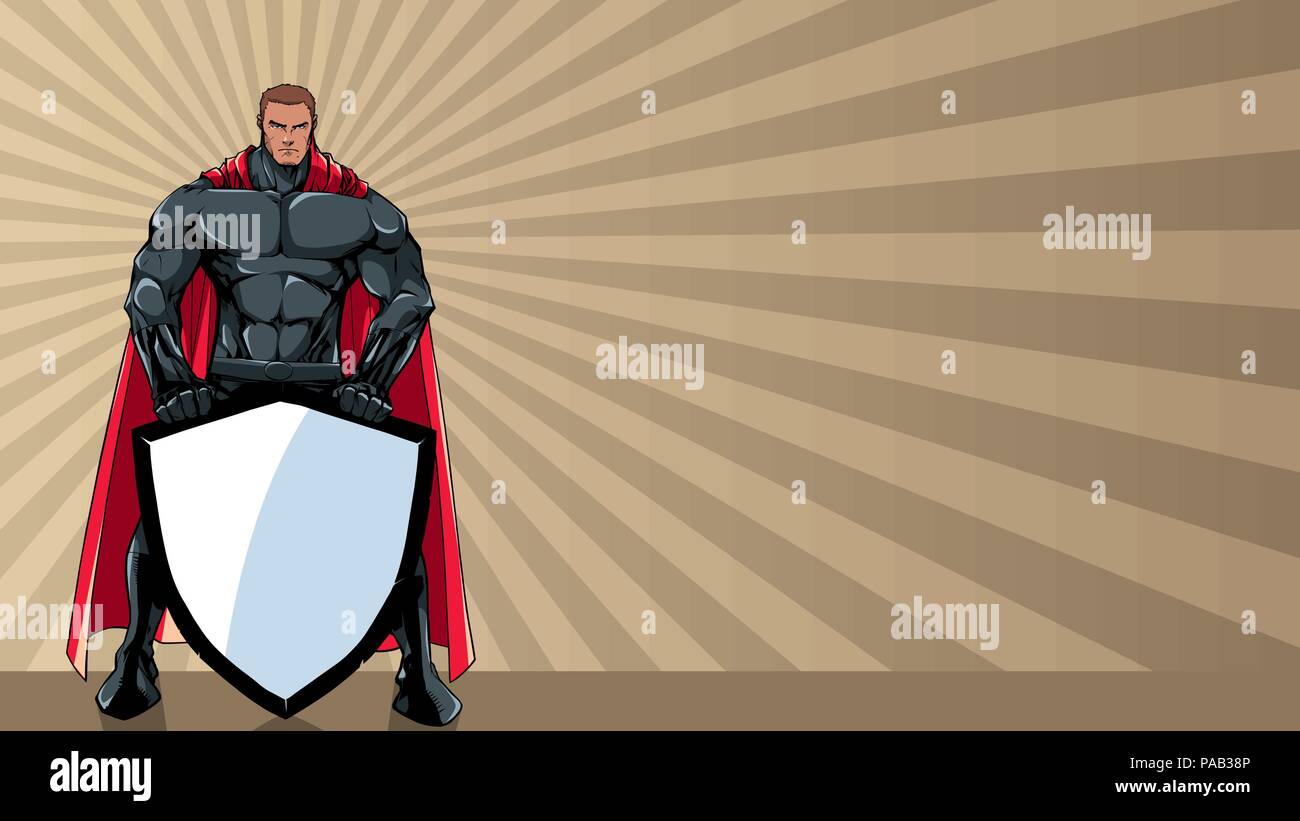 Superhero Holding Shield Ray Light Background Stock Vector Image & Art ...
