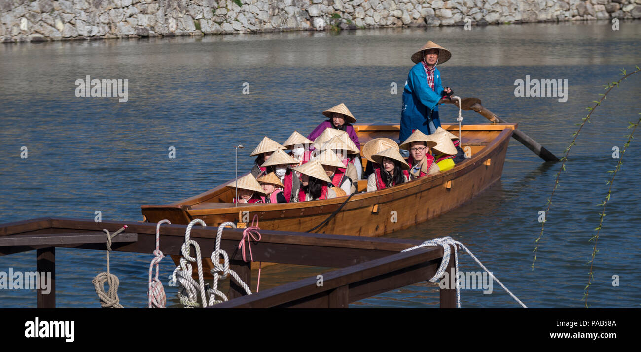 traditional Boat cruise in the moat of Himeji Castle, Himeji, Kobe ...