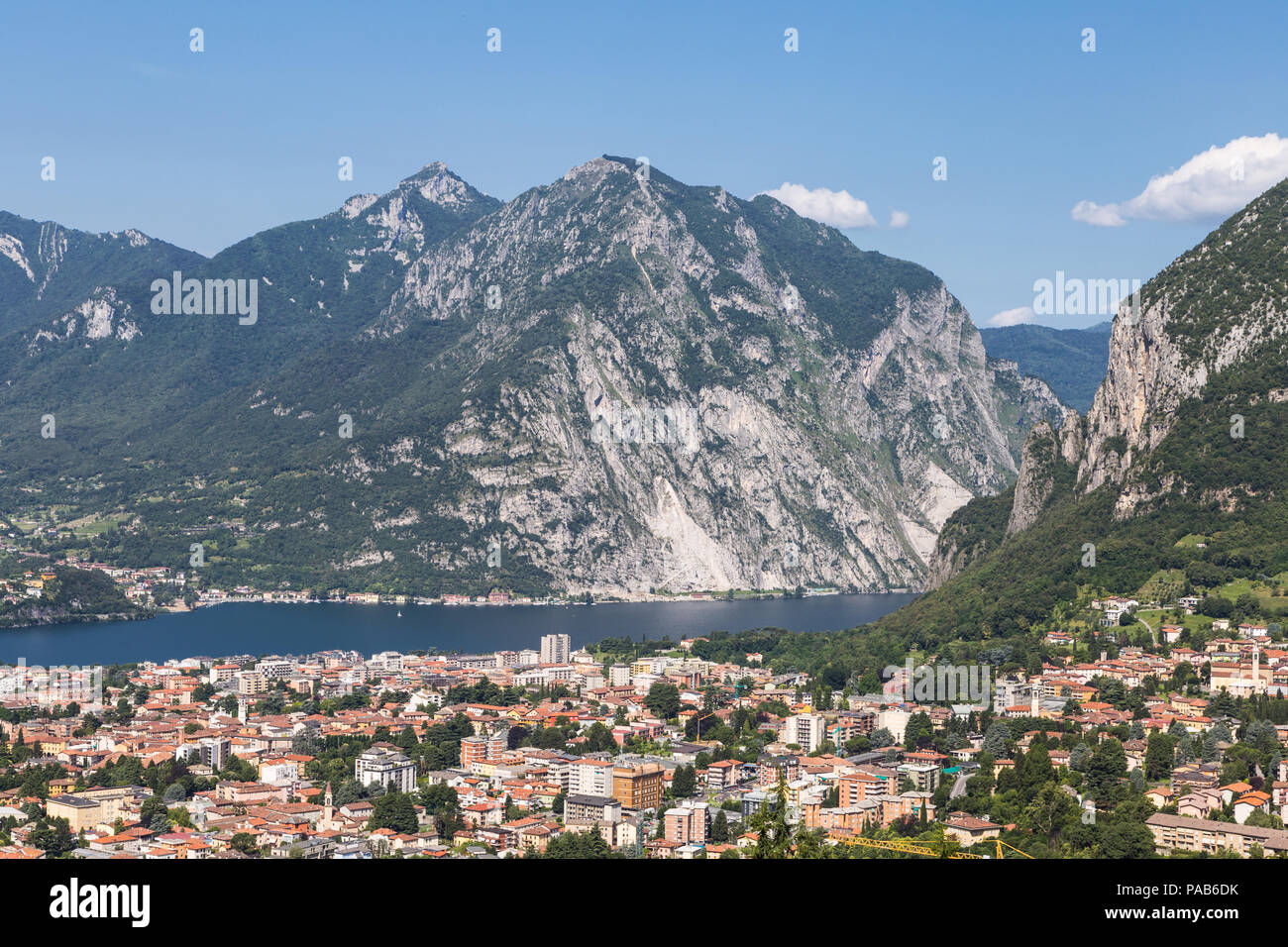 Stunning view of the city of Lecco by the famous lake Como in Lombardy ...
