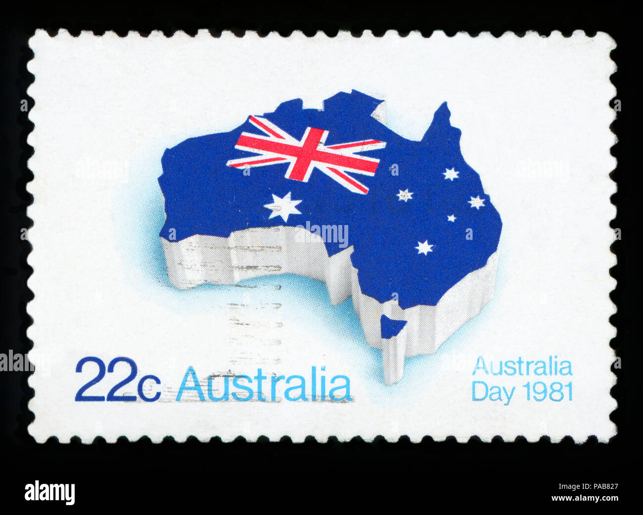 AUSTRALIA - CIRCA 1981: a stamp printed in the Australia shows Flag on ...