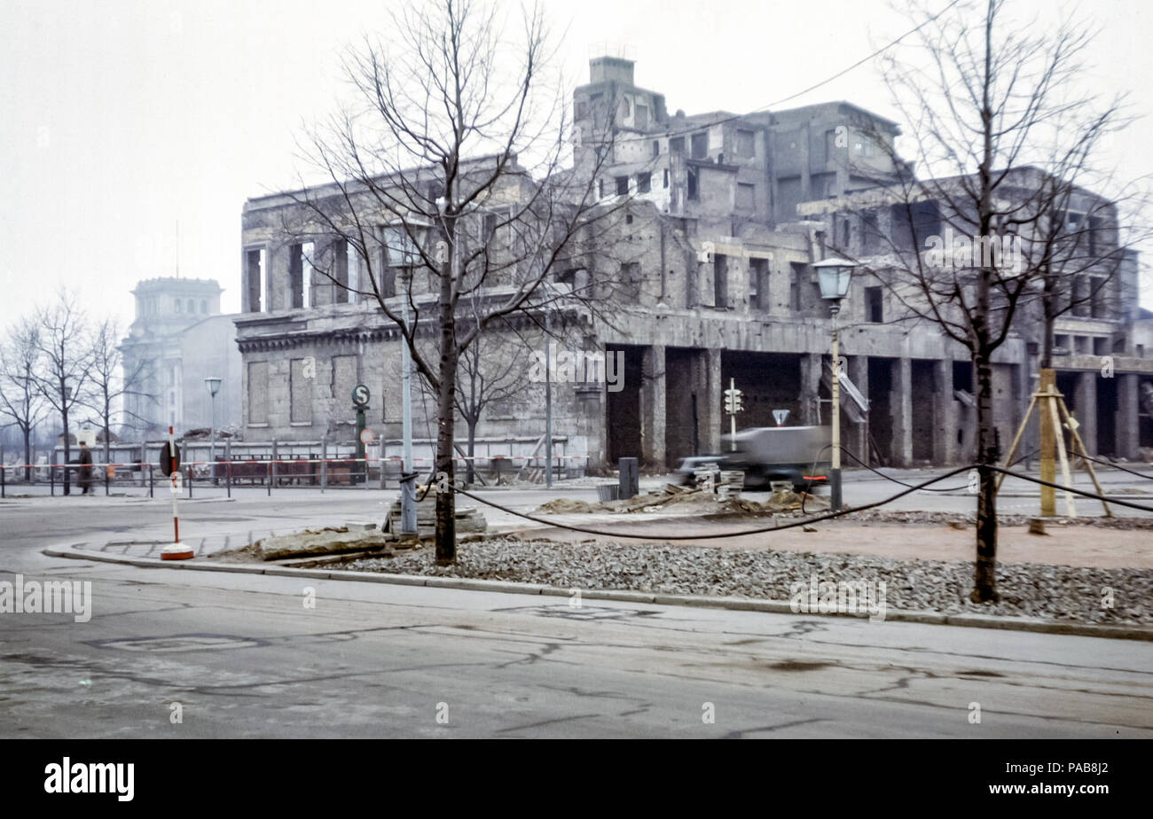 View of ruined bomb damaged building in East Berlin, East Germany in ...