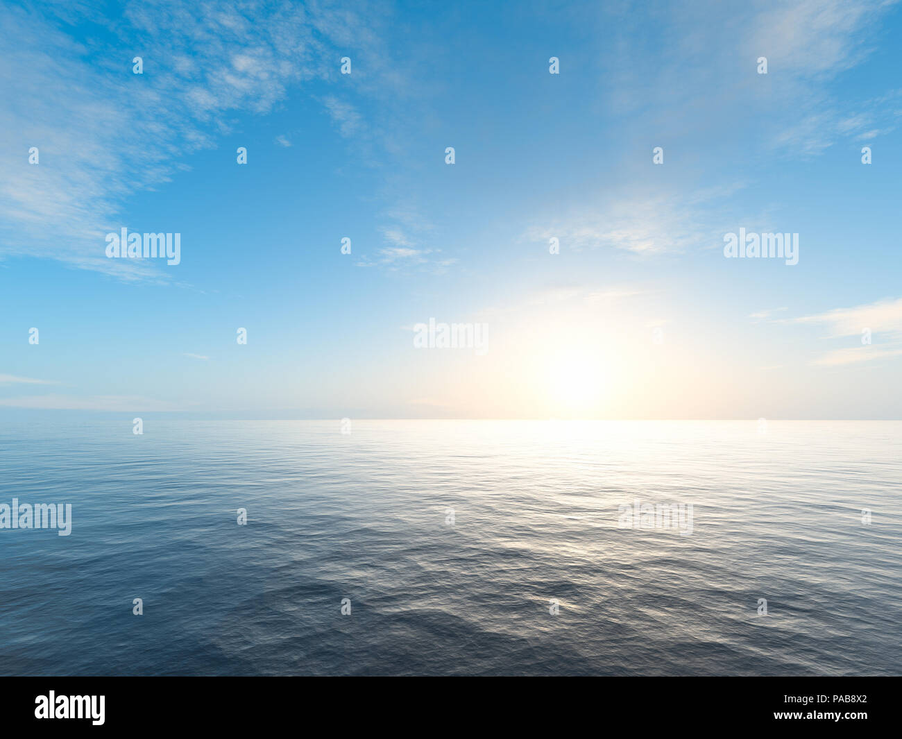 An illustration of a bright ocean sunset Stock Photo - Alamy