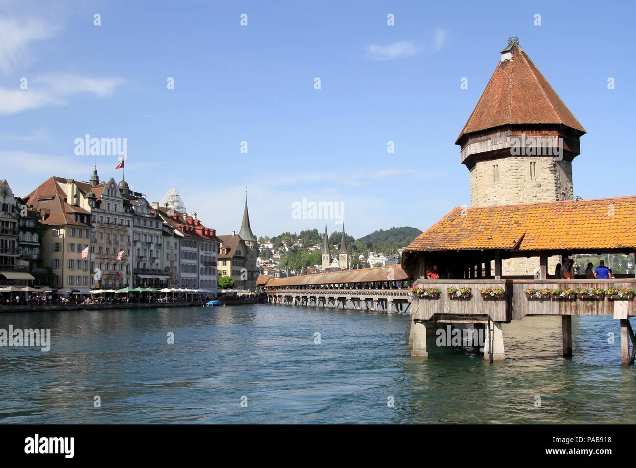 Famous wooden bridge in Lucerne, Switzerland Stock Photo - Alamy