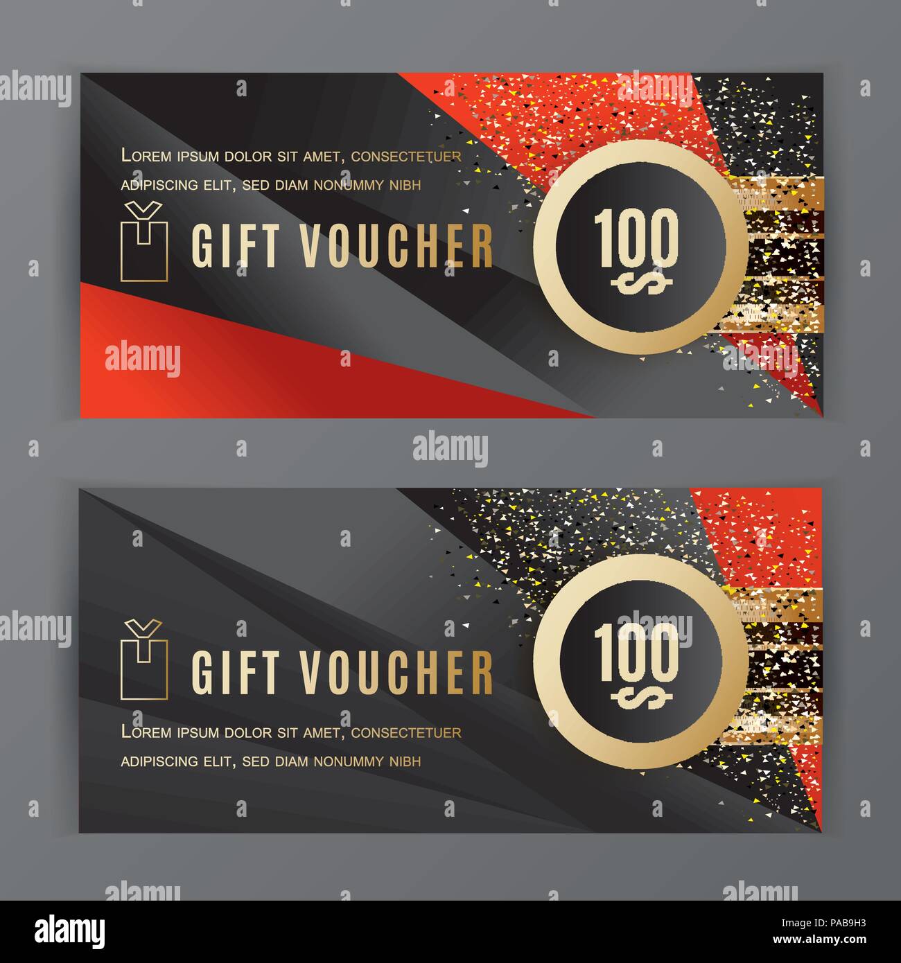 Vector gift voucher template. Universal flyer black red design elements ... Vector gift voucher template. Universal flyer black red design elements ...