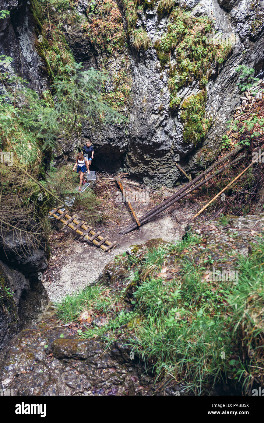 Walking waterfall in slovensky raj national park mountains hi-res stock ...