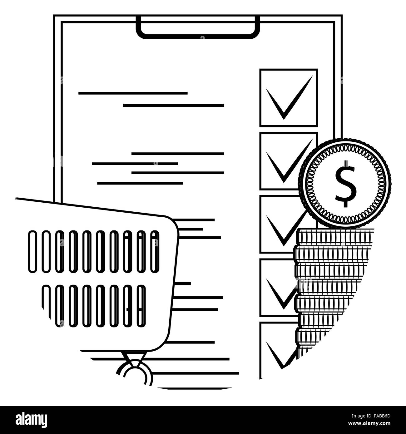 Planning supermarket icon line. Reminder for shop, sale purchase ...