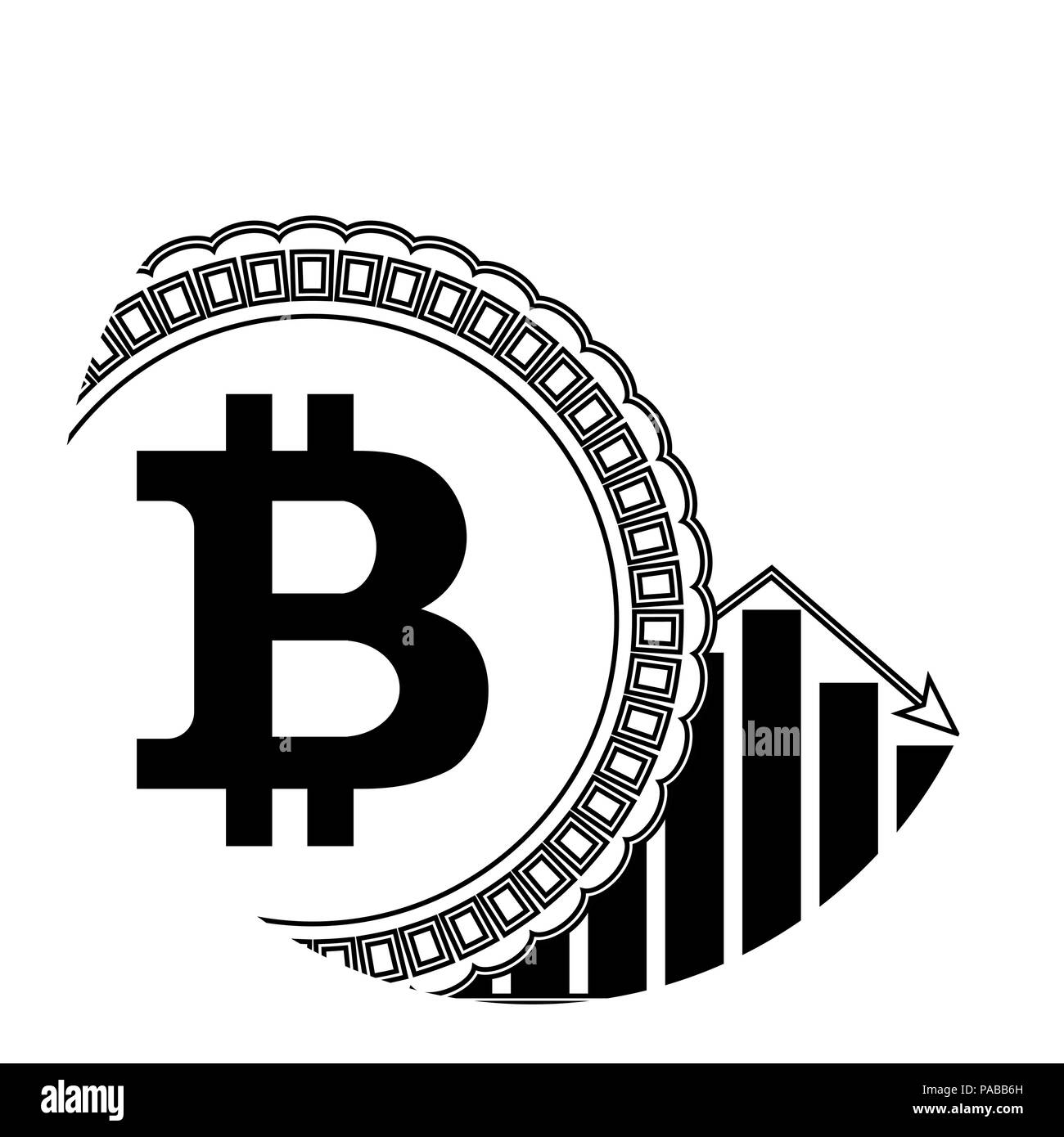 Bitcoin down price linear icon. Coin crypto failling badge web. Vector illustration Stock Vector ...