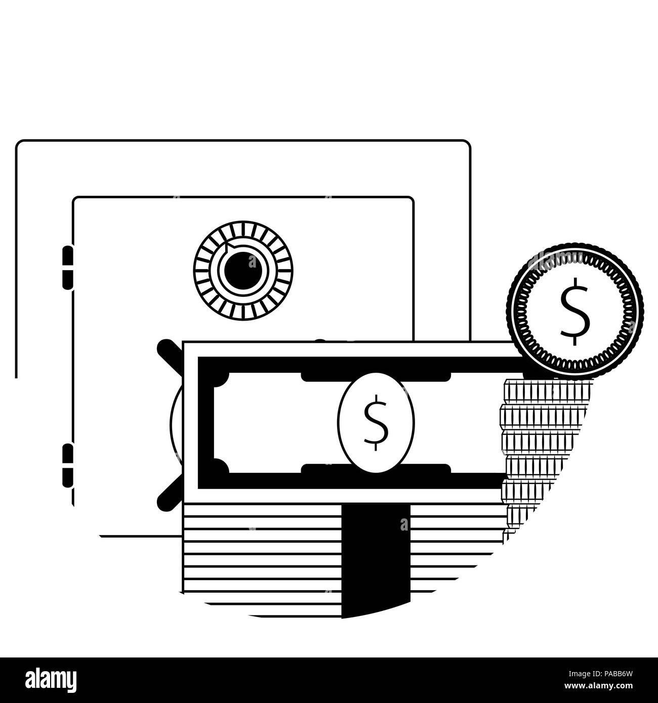 Safe money deposit box line icon. Financ capital in bank linear. Vector ...