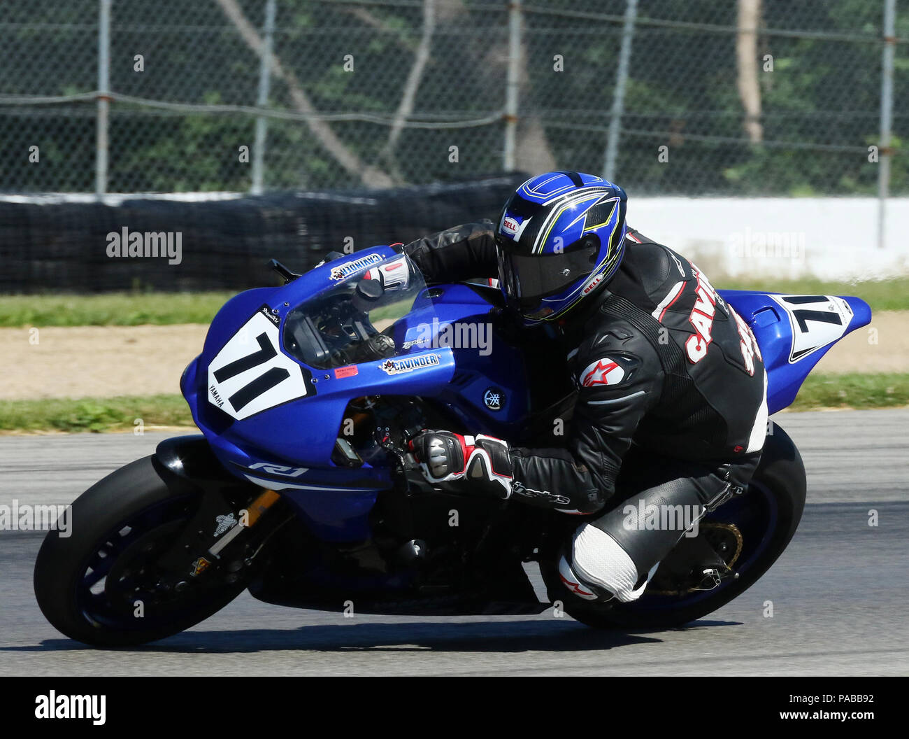 Motorcycle 71 with logos including Bell, Cavinder, Yamaha. American ...