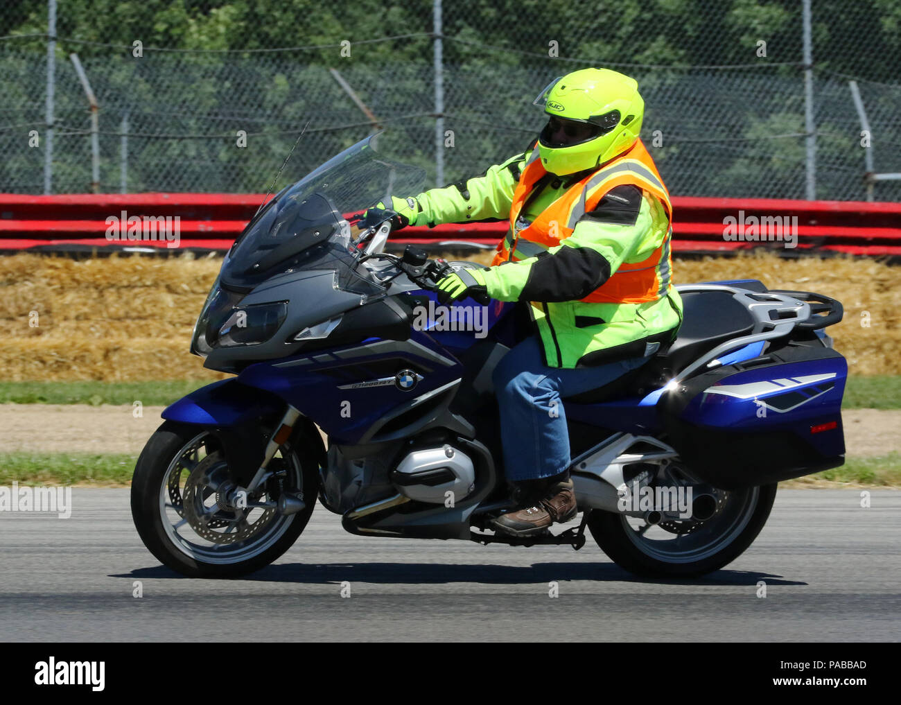 BMW R1200RT motorcycle with logos imcluding BMW, HJC. American ...