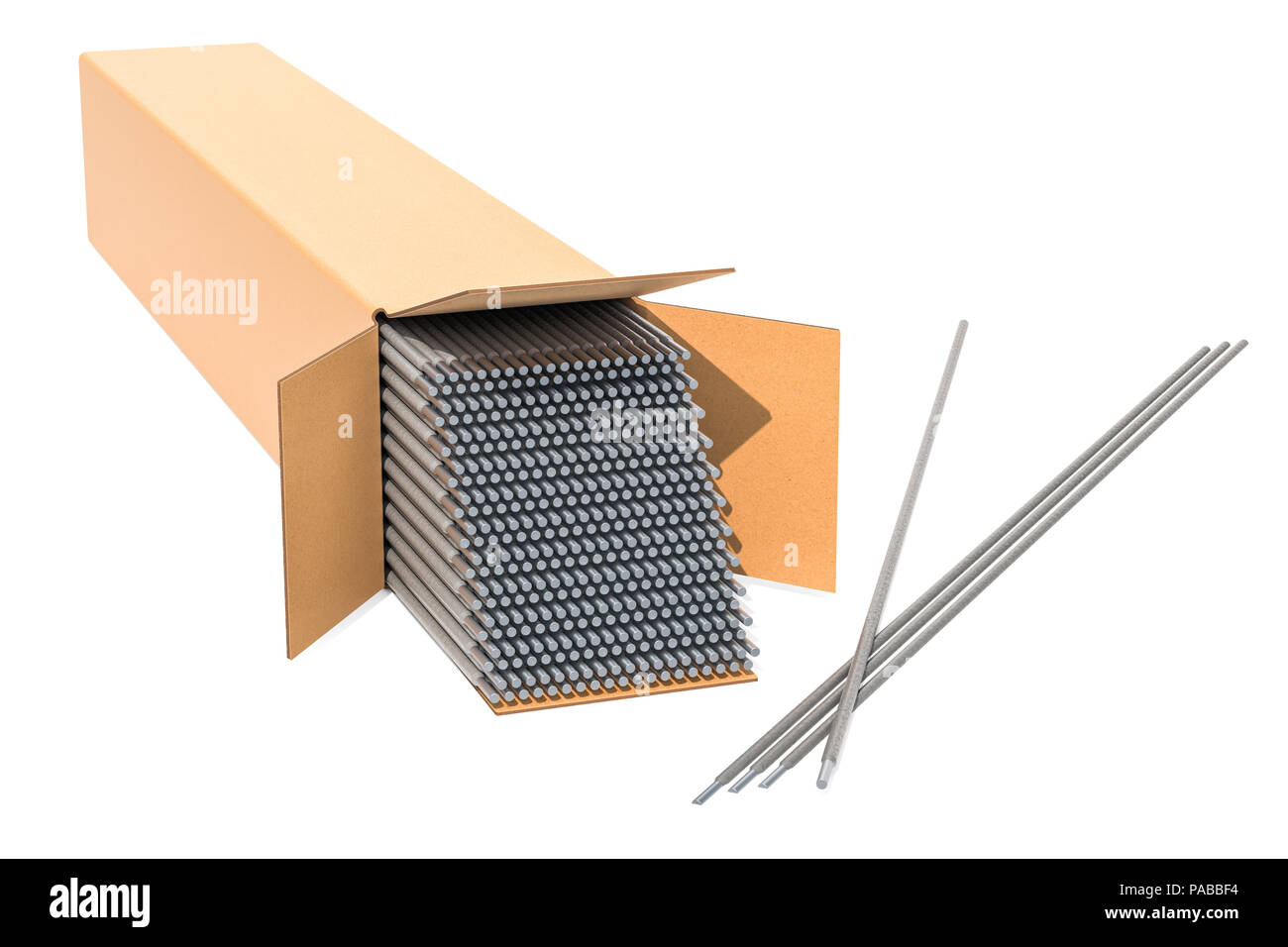 Stick electrode, welding rods. 3D rendering isolated on white ...