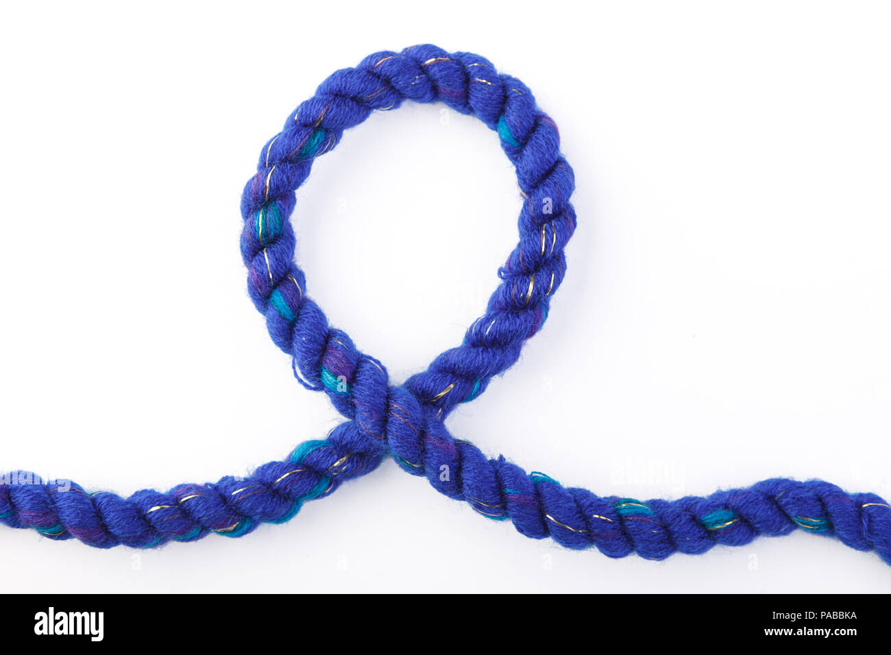 Loop of decorative braided curtain blue cord on white background Stock ...