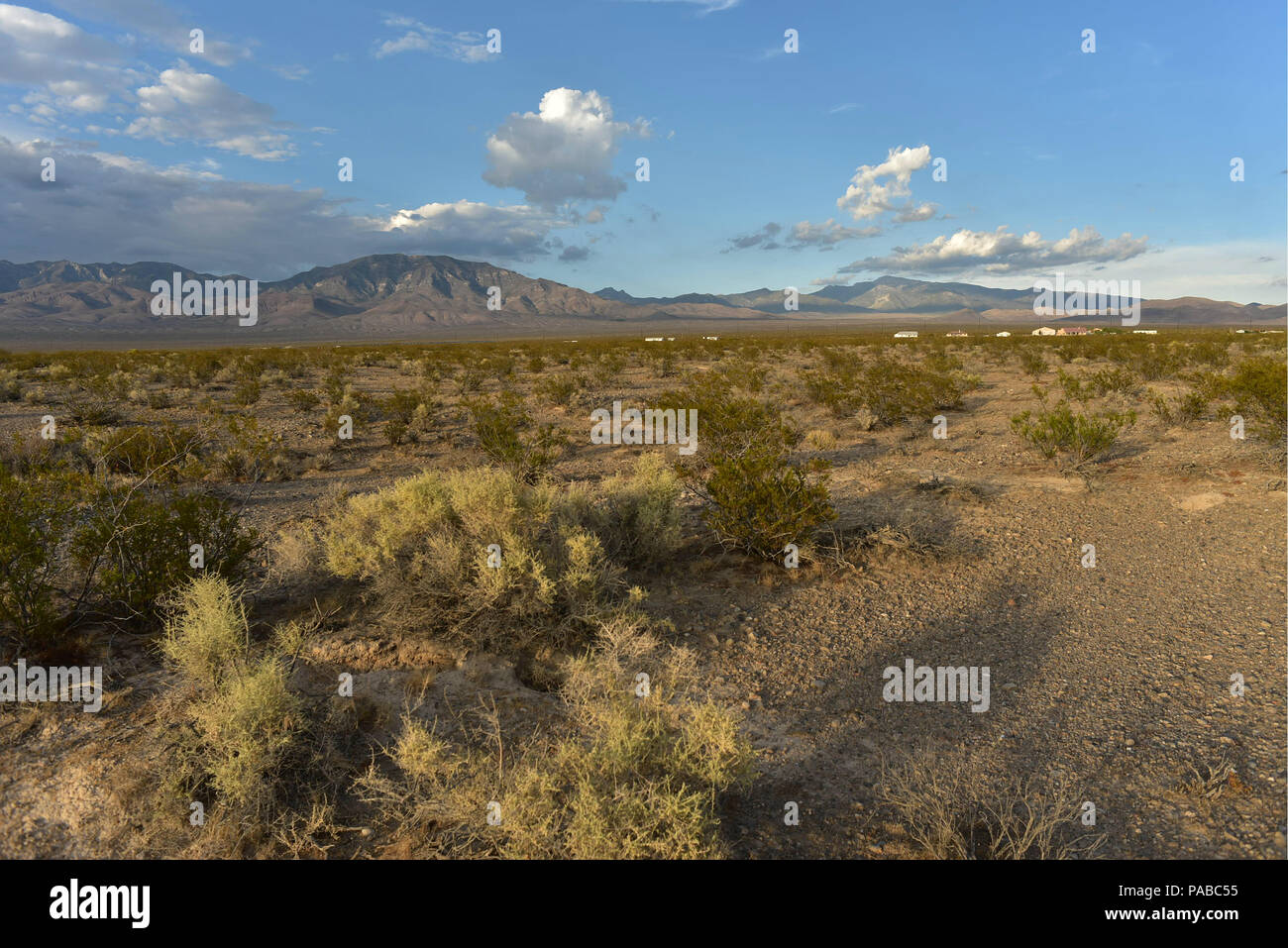 clouds over Mojave Desert mountain range and valley, Pahrump, Nevada ...