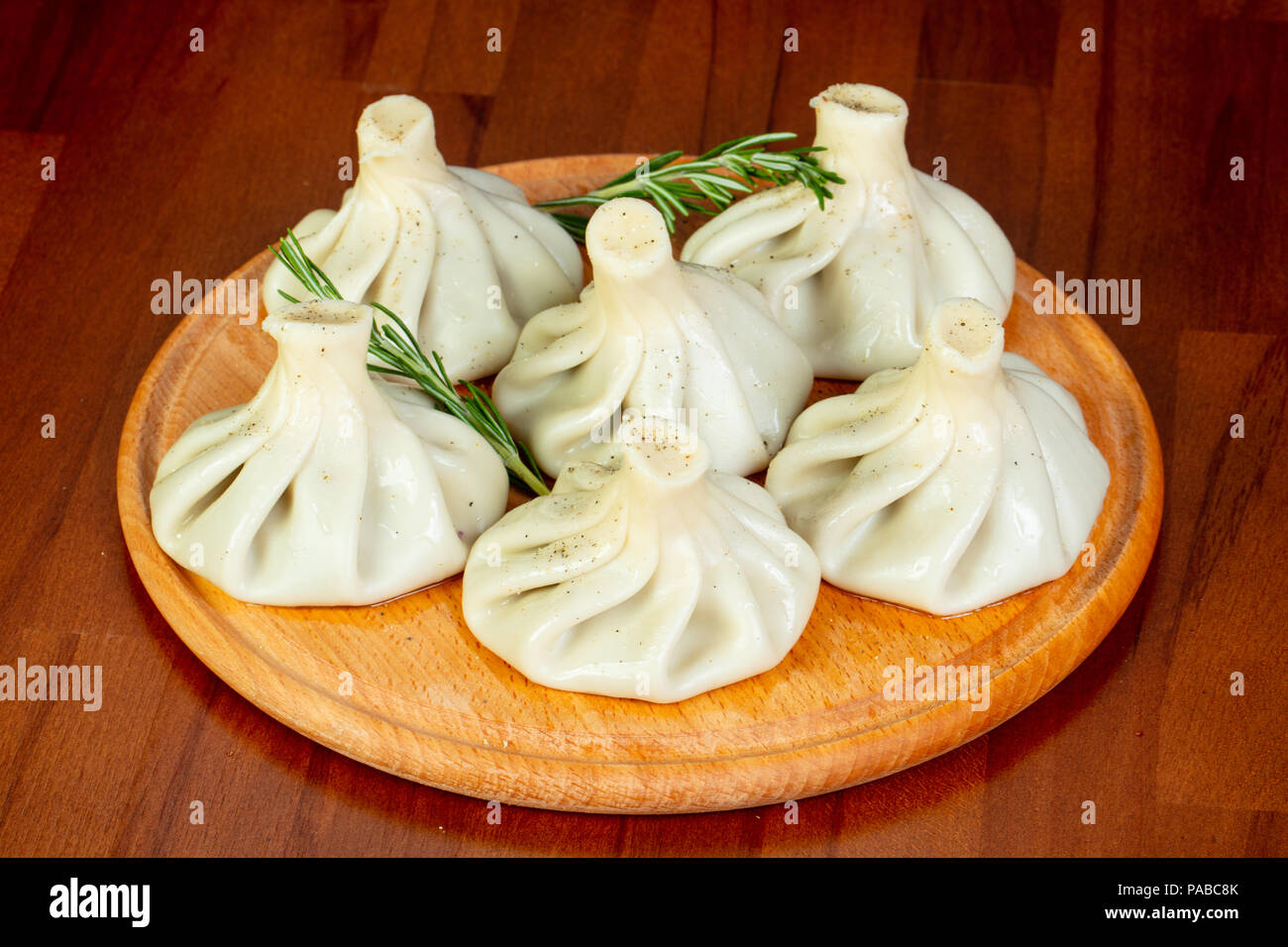 Georgian traditional Khinkali with meat Stock Photo - Alamy