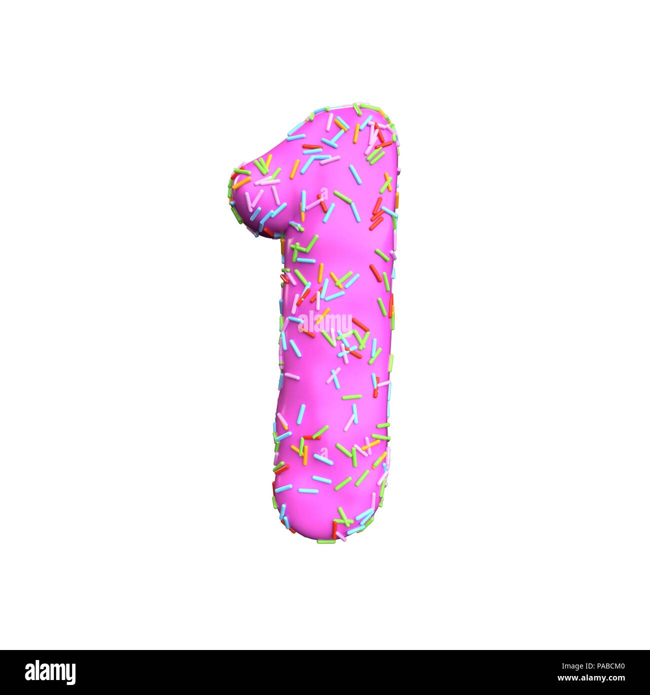 Pink sugar sprinkle number 1 Isolated on white background Stock Photo ...