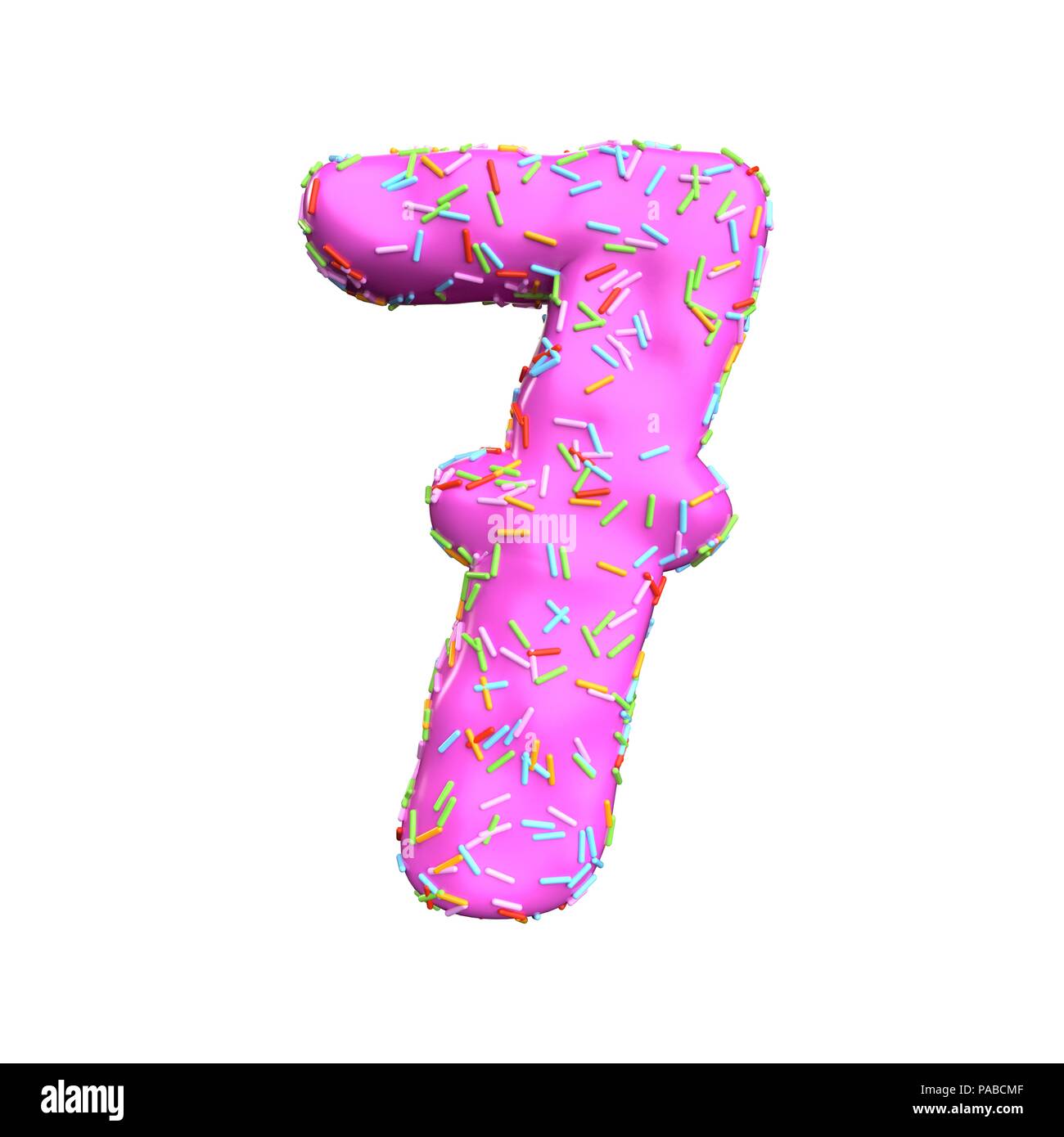 Pink sugar sprinkle number 7 Isolated on white background Stock Photo ...
