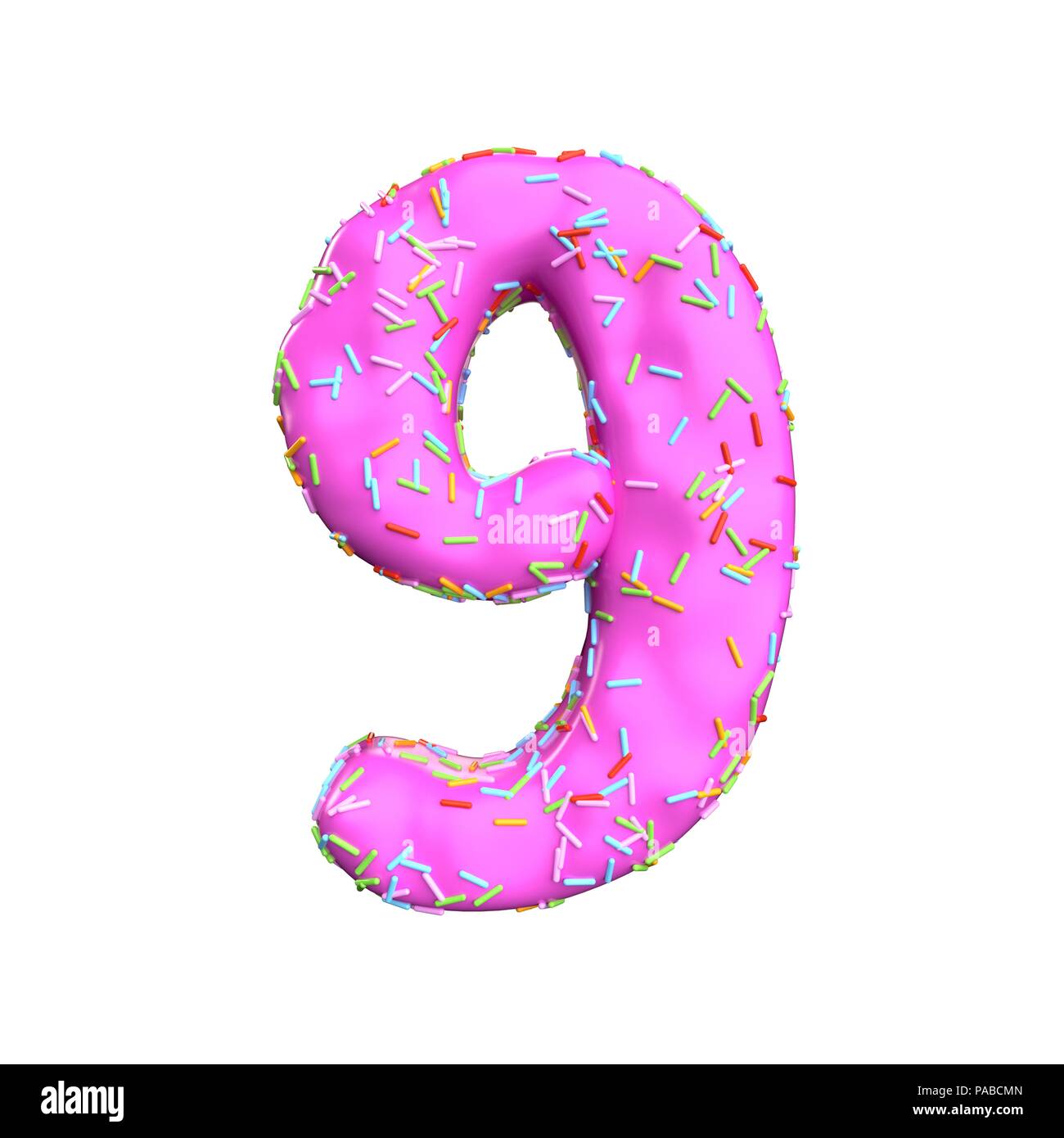 Pink sugar sprinkle number 9 Isolated on white background Stock Photo ...