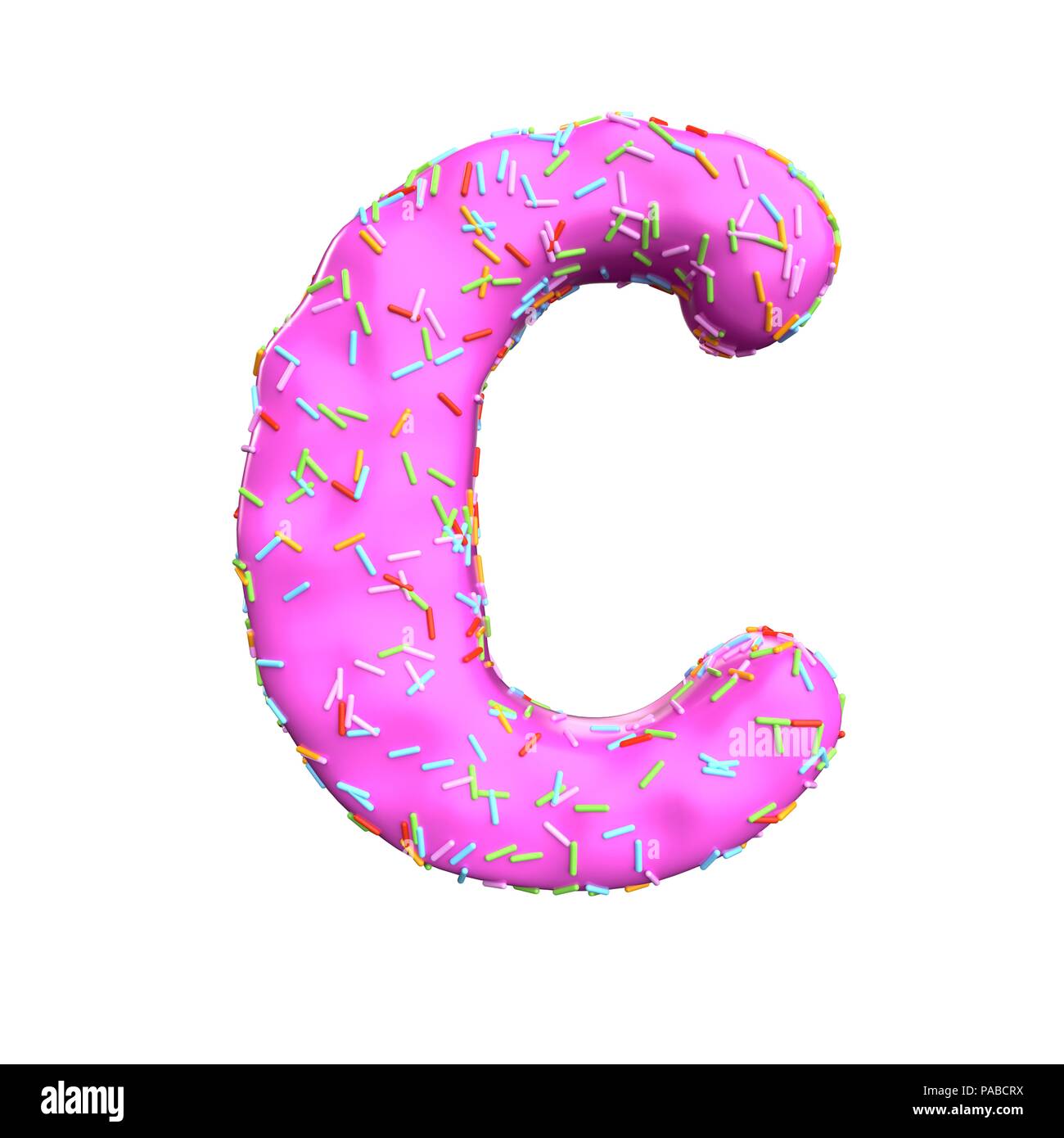 Pink sugar sprinkle letter C Isolated on white background Stock Photo ...