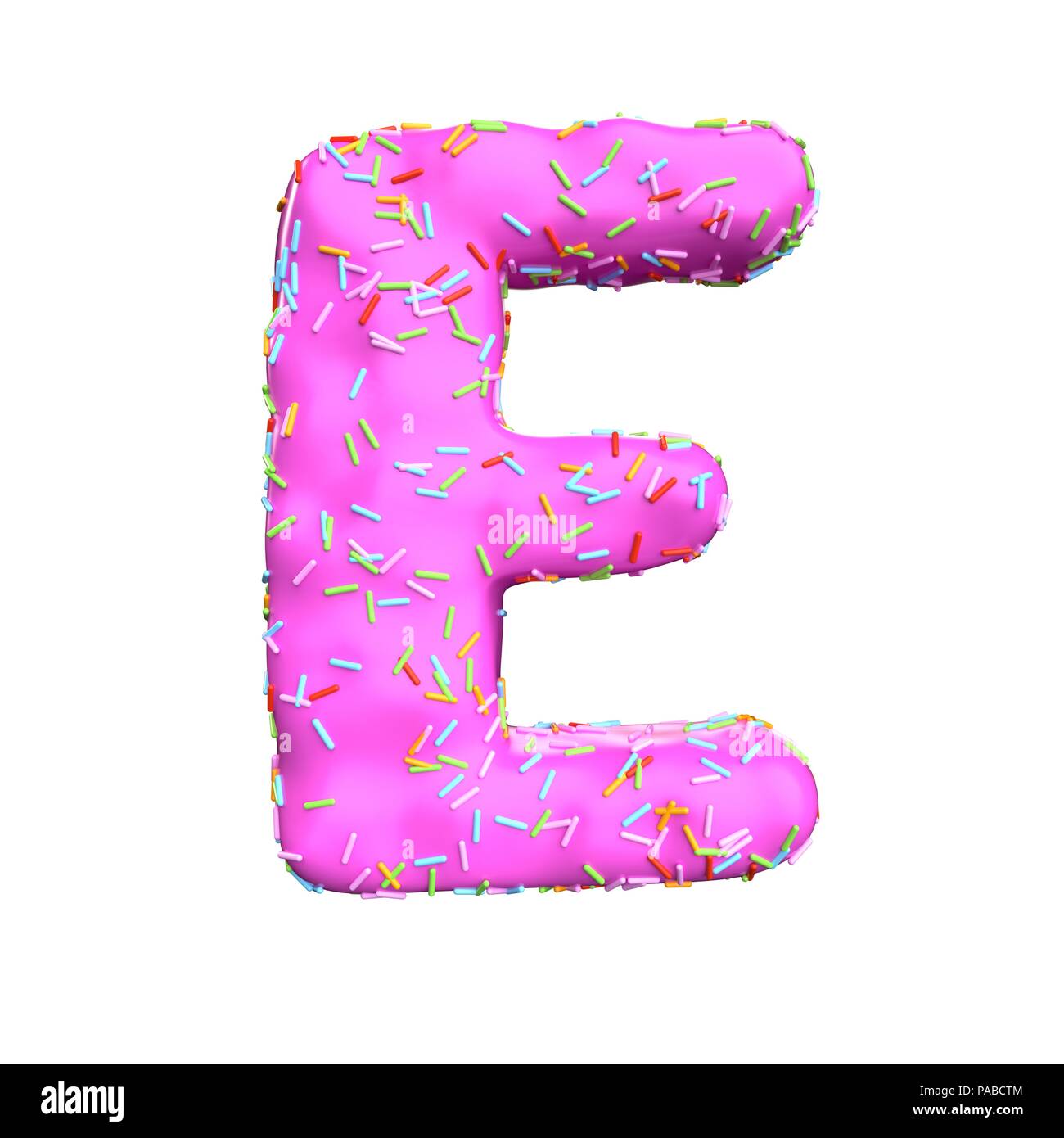 Pink sugar sprinkle letter E Isolated on white background Stock Photo ...