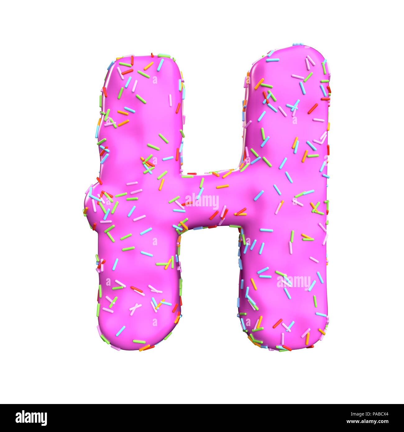 Pink sugar sprinkle letter H Isolated on white background Stock Photo ...