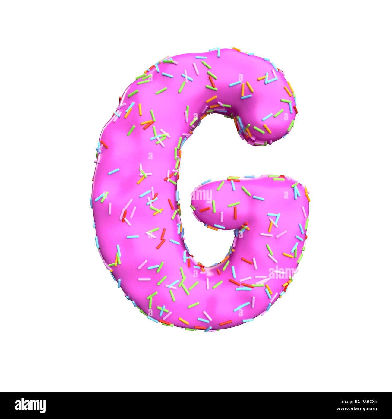Pink sugar sprinkle letter G Isolated on white background Stock Photo ...