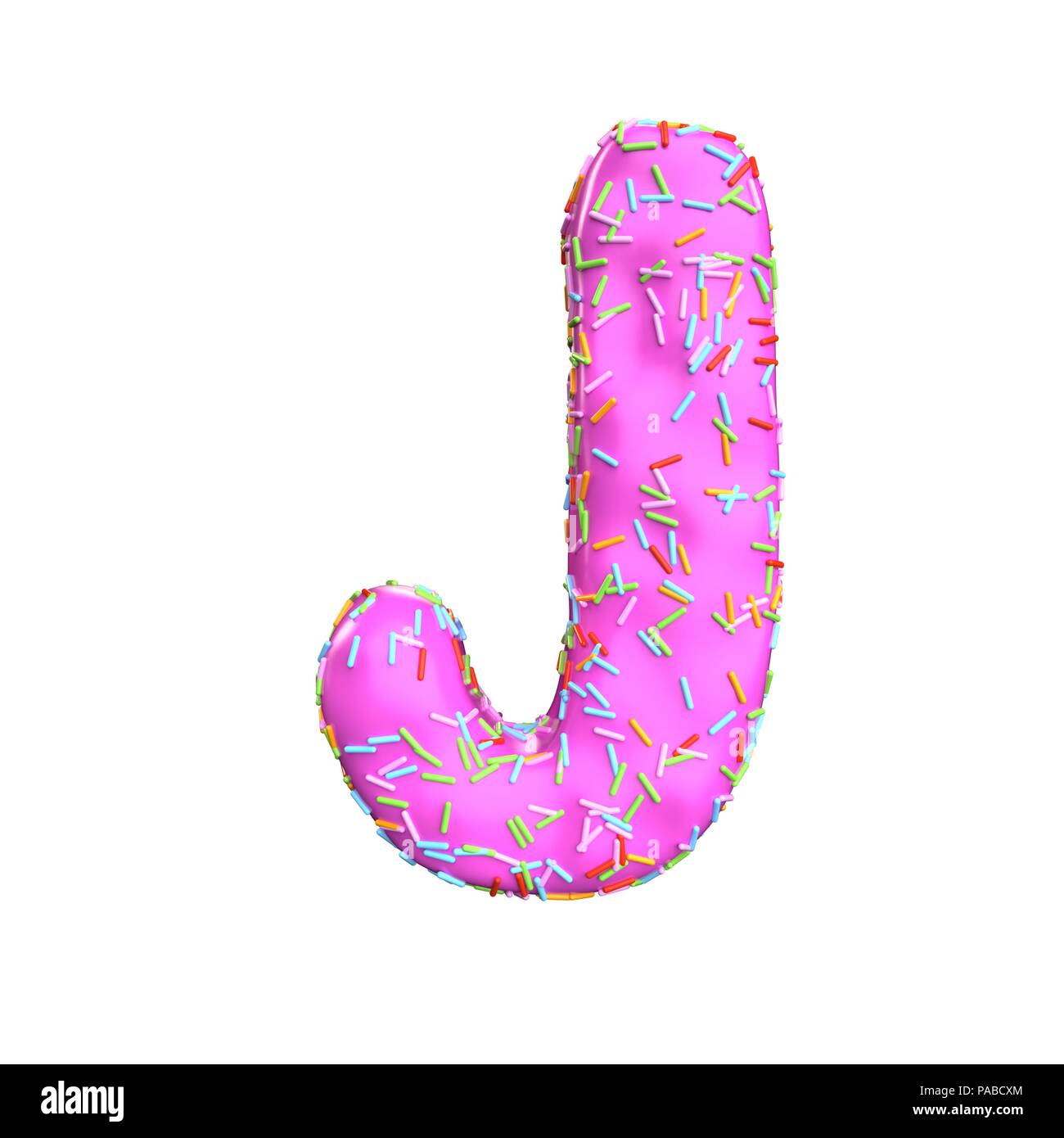 Pink sugar sprinkle letter J Isolated on white background Stock Photo ...