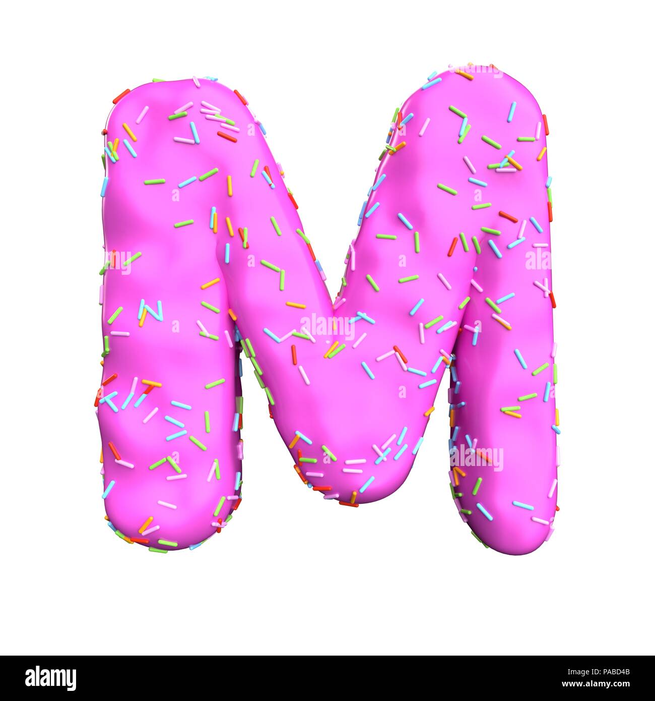Pink sugar sprinkle letter M Isolated on white background Stock Photo ...