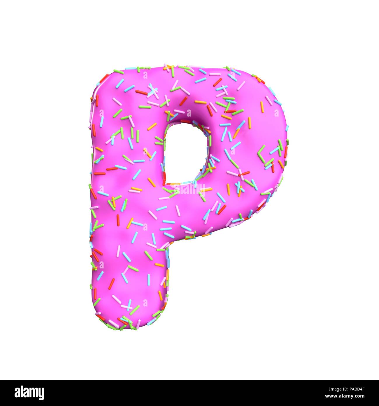 Pink sugar sprinkle letter P Isolated on white background Stock Photo ...