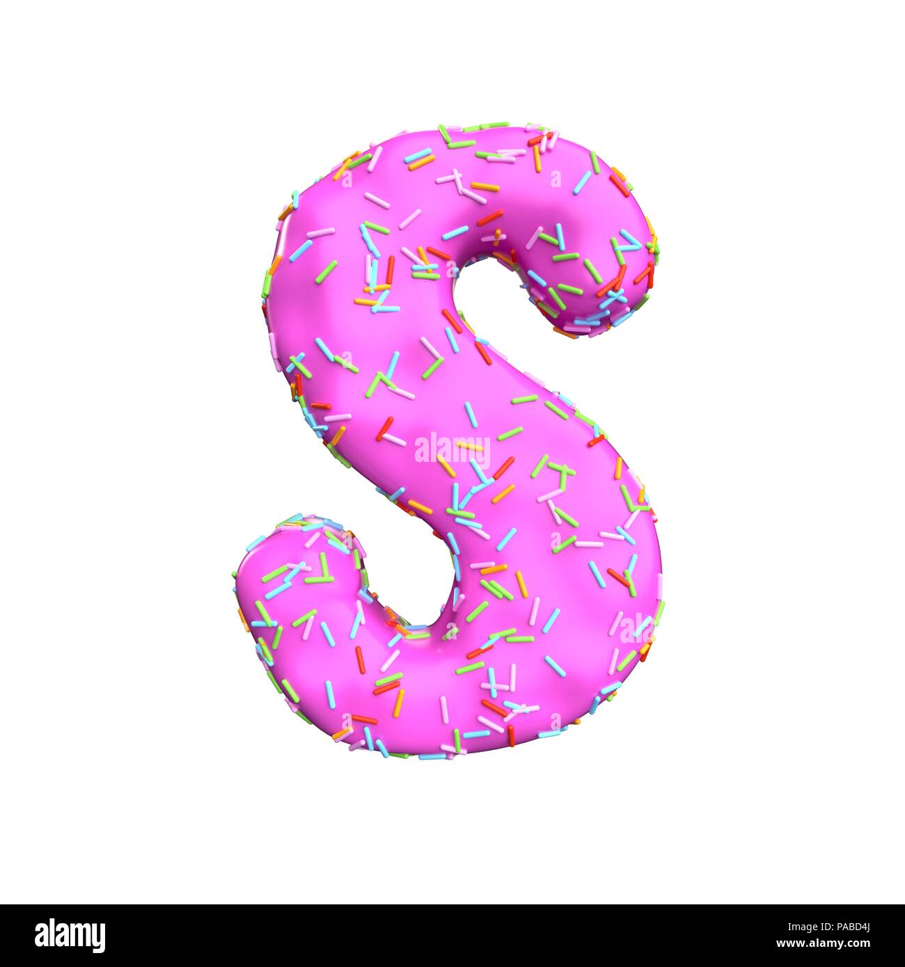Pink sugar sprinkle letter S Isolated on white background Stock Photo ...