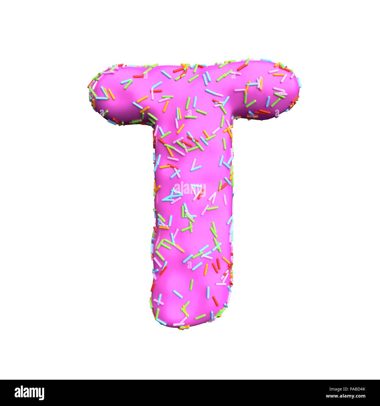 Pink sugar sprinkle letter T Isolated on white background Stock Photo ...