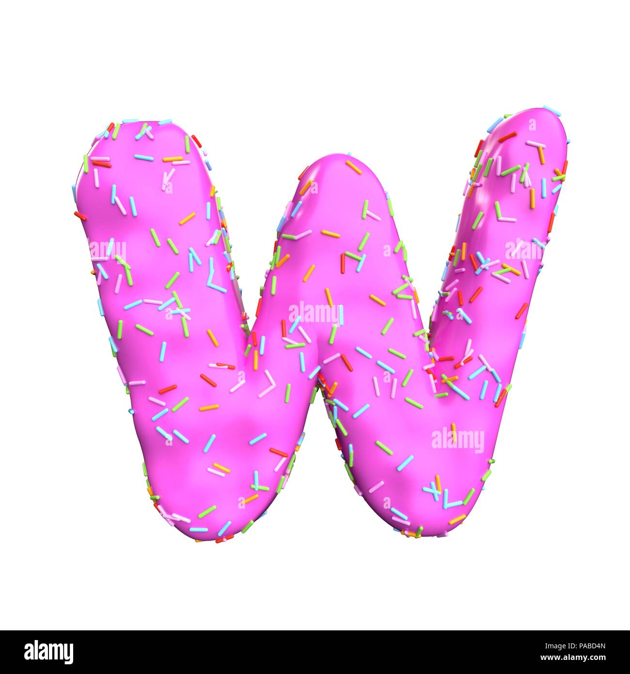 Pink sugar sprinkle letter WIsolated on white background Stock Photo ...