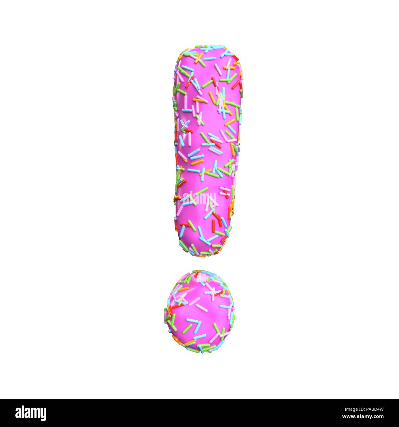Pink sugar sprinkle letter exclamation mark Isolated on white ...
