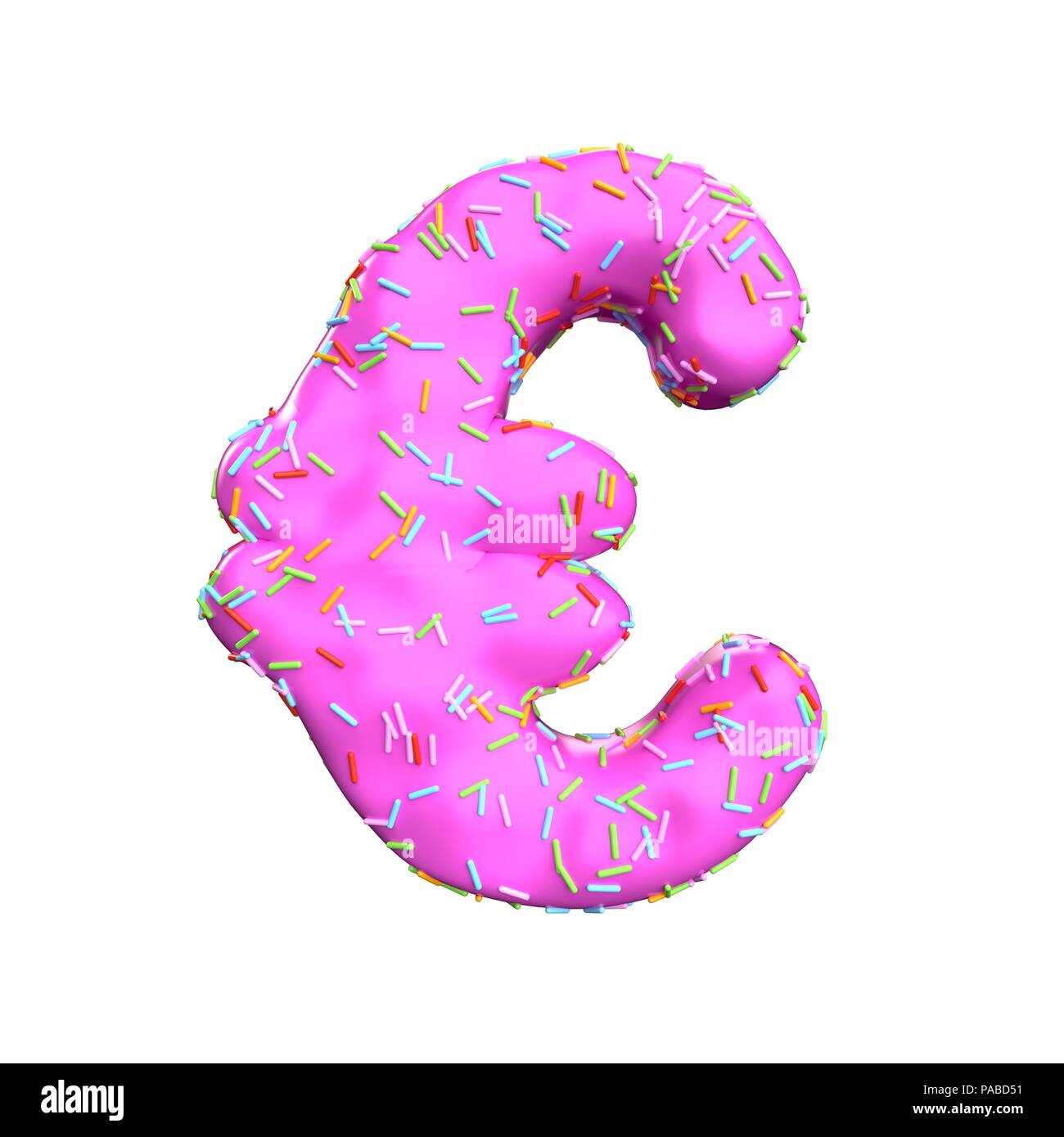 Pink sugar sprinkle euro-symbol solated on white background Stock Photo ...