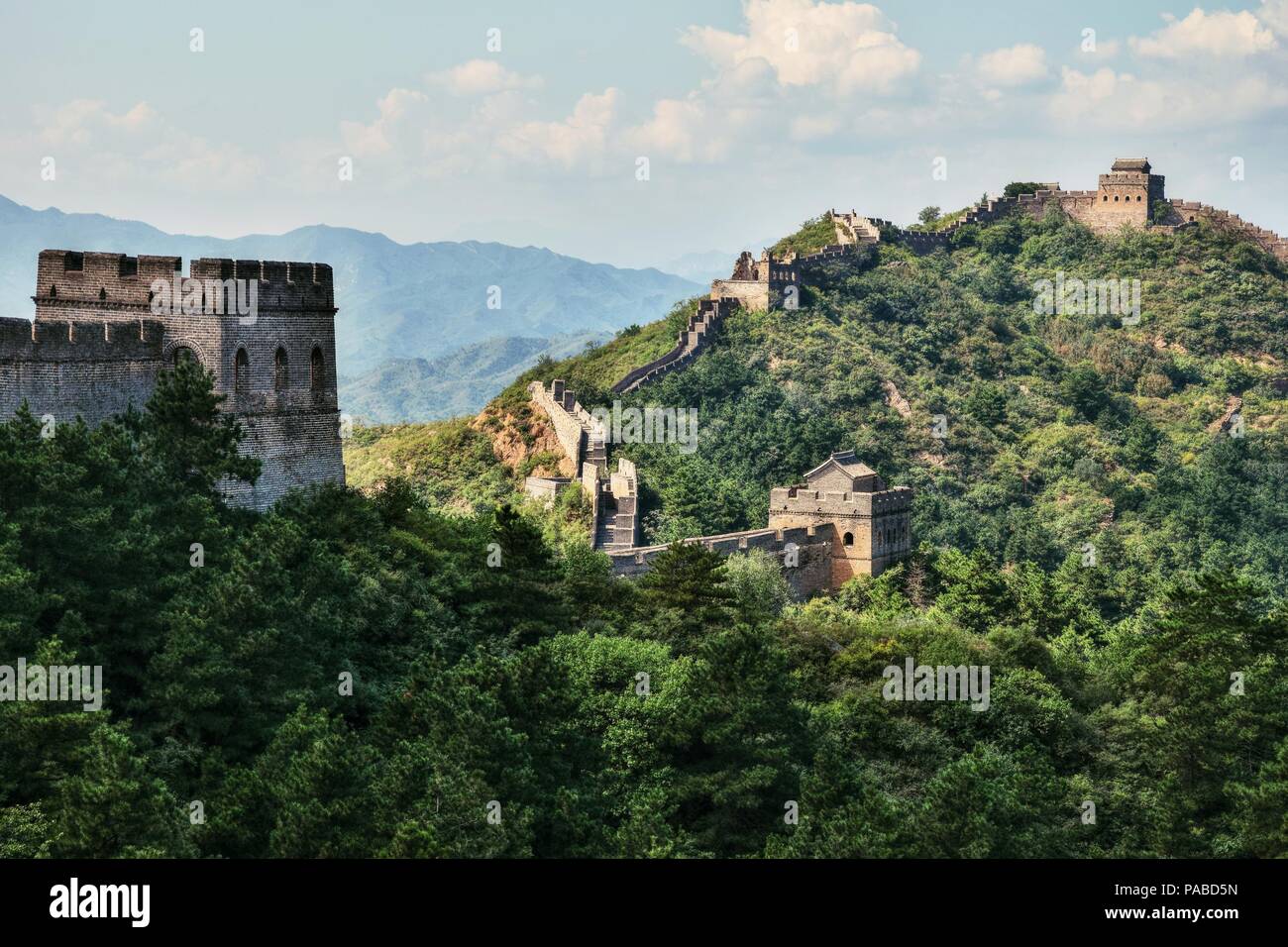 The Chinese Great Wall and its watchtower, section near Beijing Stock ...