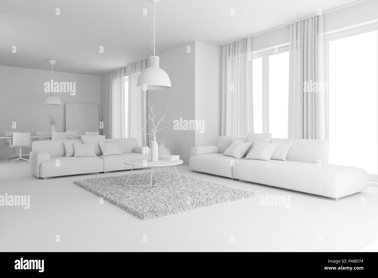 model of modern interior design living room Stock Photo - Alamy