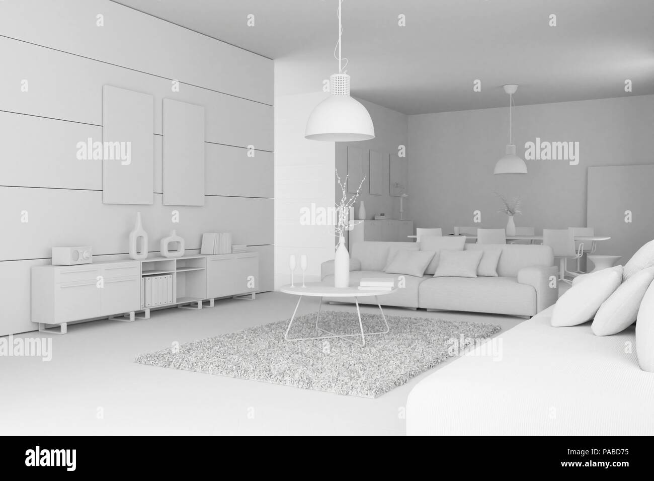 model of modern interior design living room Stock Photo - Alamy