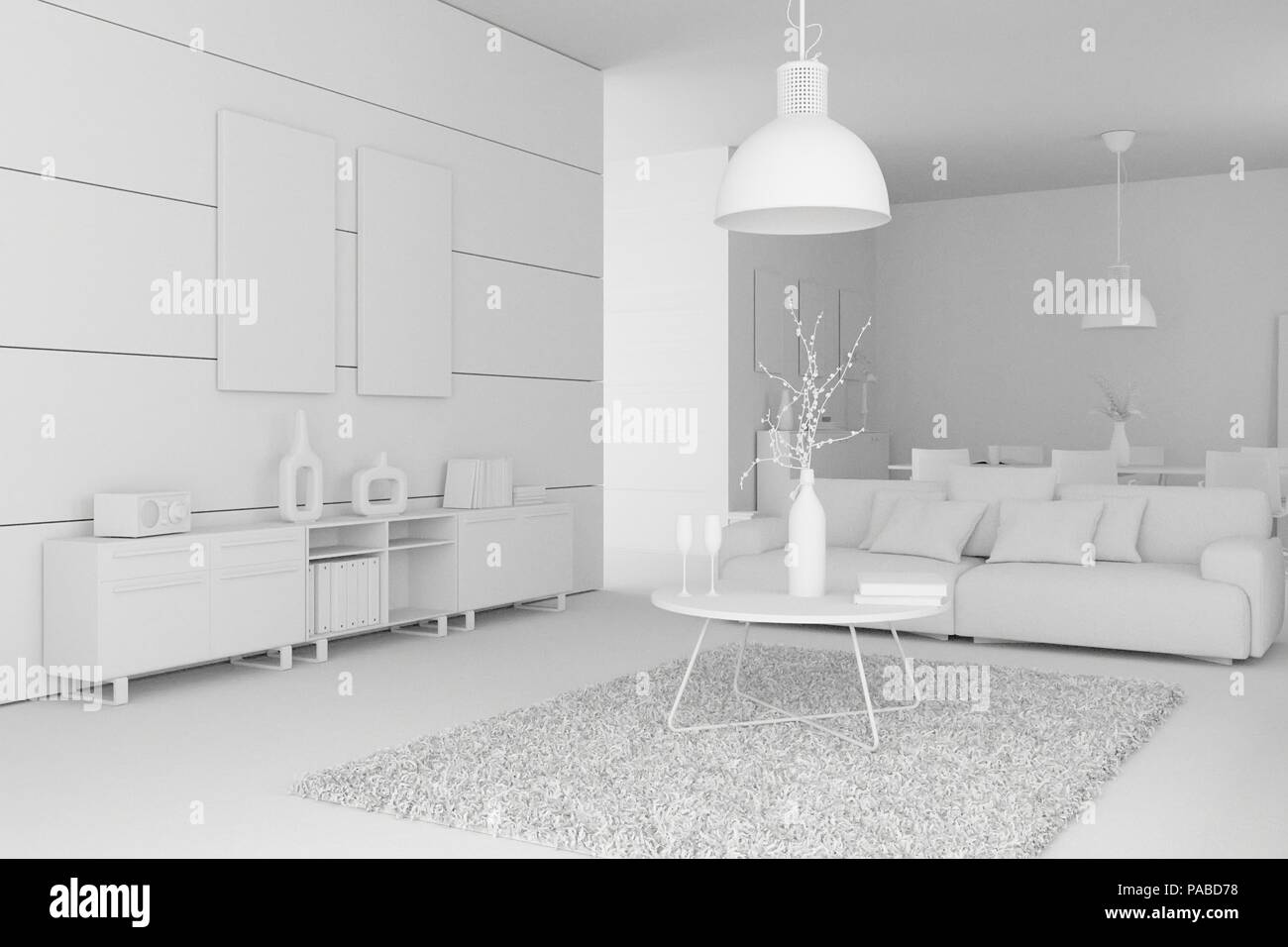 model of modern interior design living room Stock Photo - Alamy