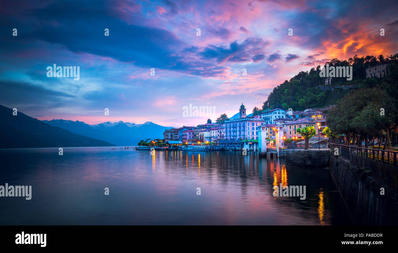 Romantic sunrise at Bellagio, Lago di Como, Italy Stock Photo - Alamy