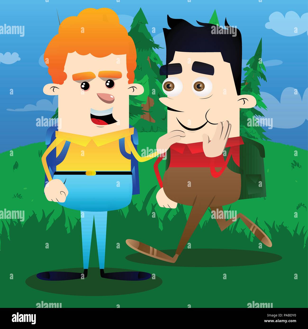 Schoolboy comforting another. Vector cartoon character illustration ...